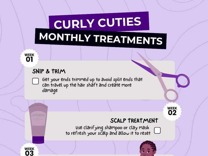 Curly Cuties Monthly Checklist - Etsy