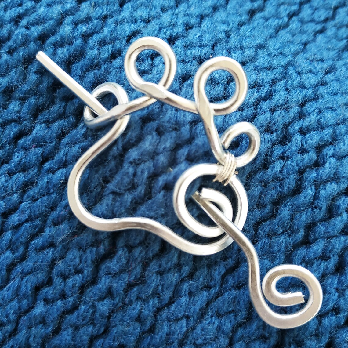 Silver Cat Pawt Pin Brooch: Aluminum Shawl Pin - Etsy