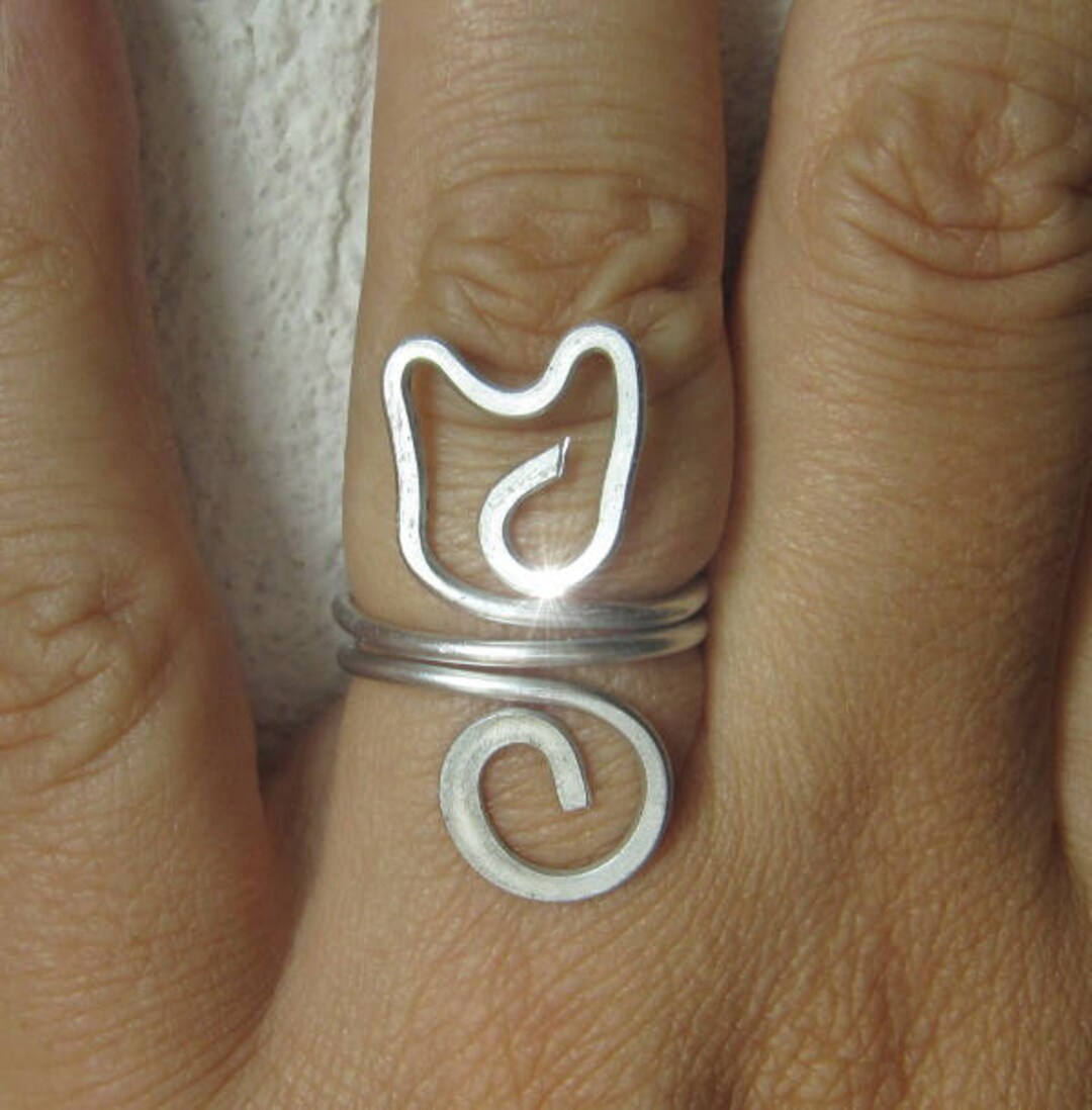 Cat Ring, Dainty Cat Ring, Kitty Cat Ring, Silver Ring, Cat Lover Gift ...