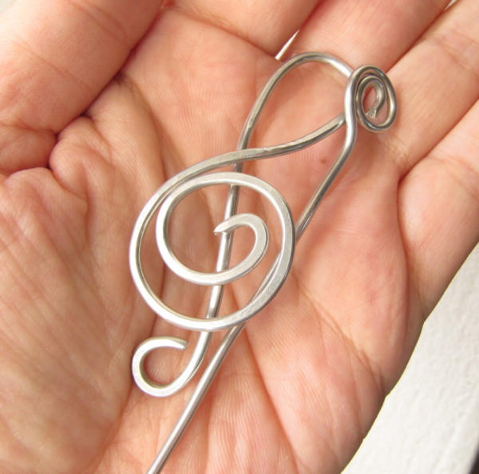 Treble Clef Sterling Silver Shawl Pin, Scarf Pin, Hair Pin, Music Gift ...