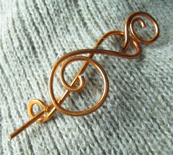 Treble Clef Sterling Silver Shawl Pin Scarf Pin Hair Pin | Etsy