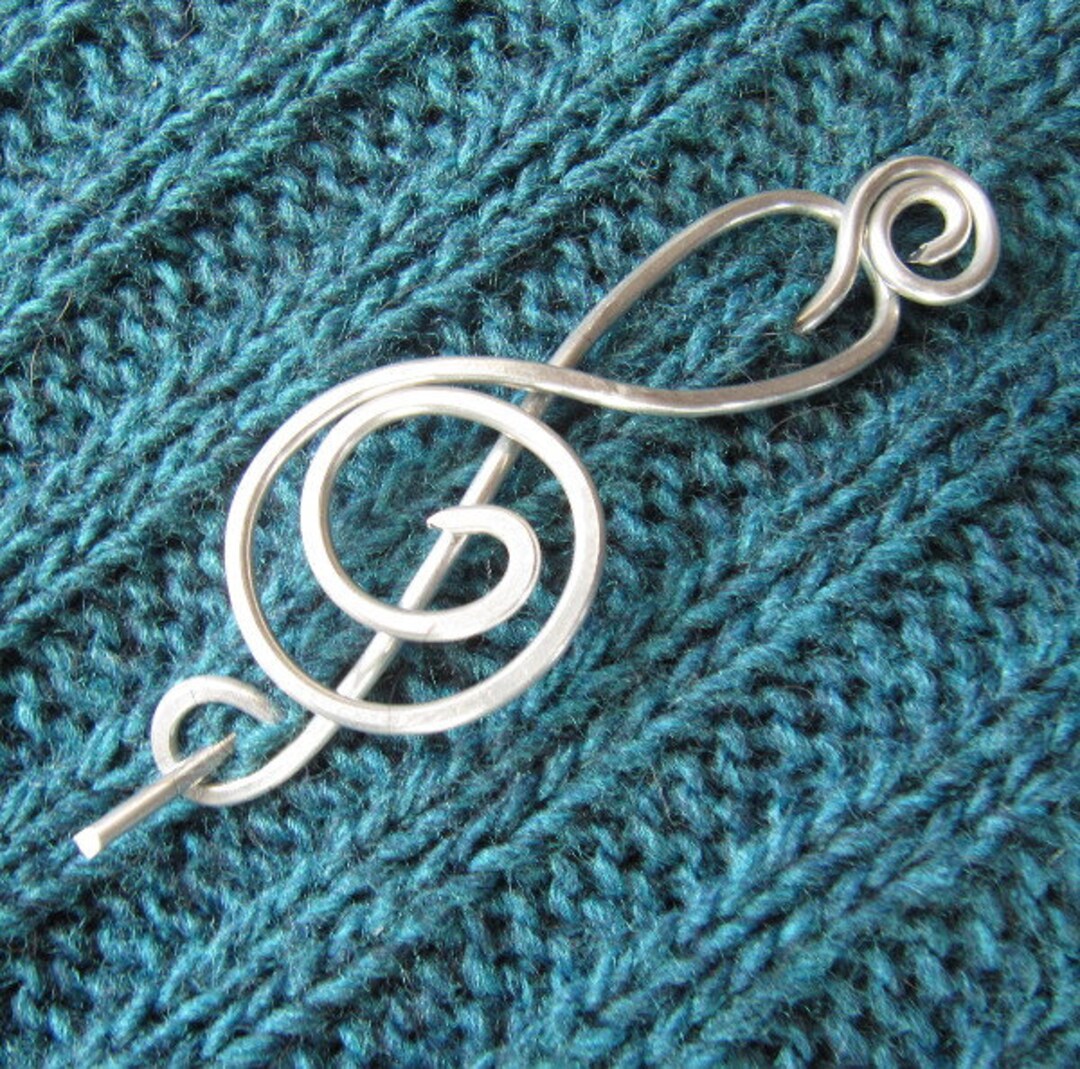 Treble Clef Sterling Silver Shawl Pin, Scarf Pin, Hair Pin, Music Gift ...