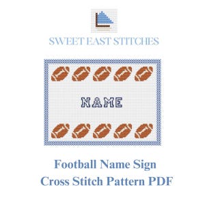 Football Name Sign Cross Stitch Pattern - Digital Download PDF - Etsy