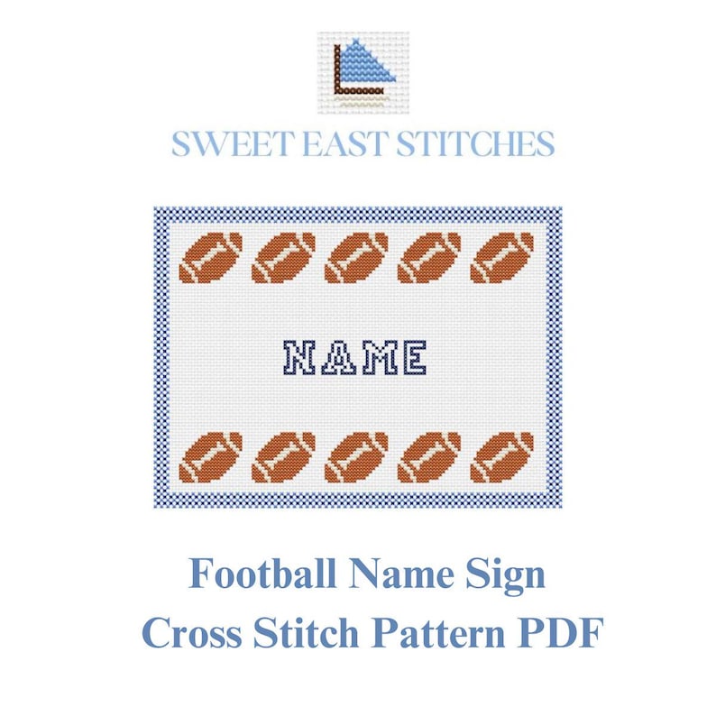 Football Name Sign Cross Stitch Pattern - Digital Download PDF - Etsy