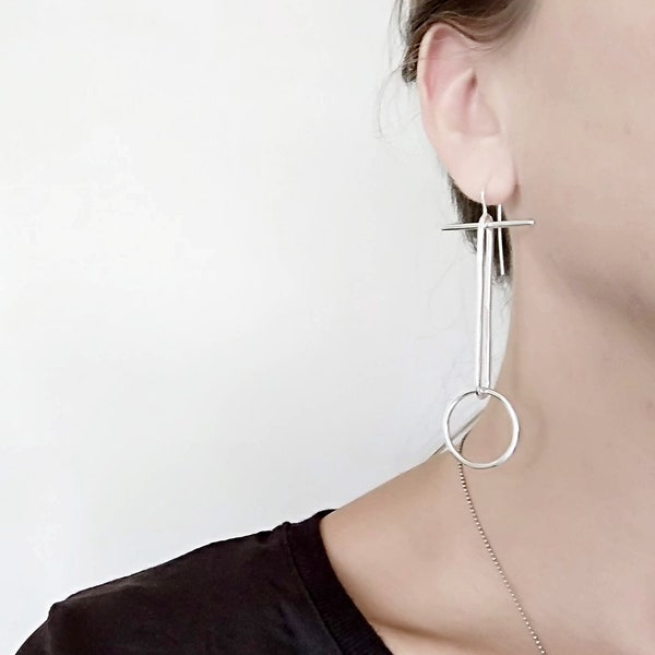 Silver Line Earrings - Etsy