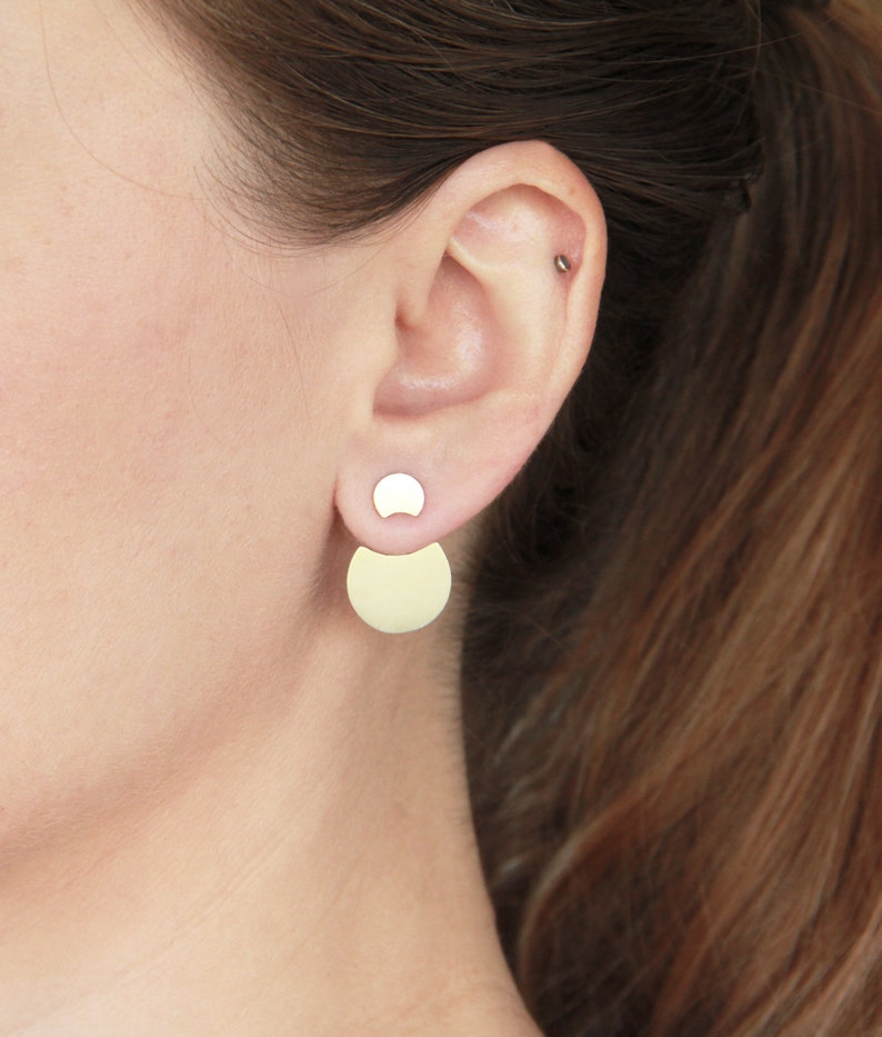 Lunar Ear Jackets Moon Phase Silver Moon Ear Jackets Pair | Etsy