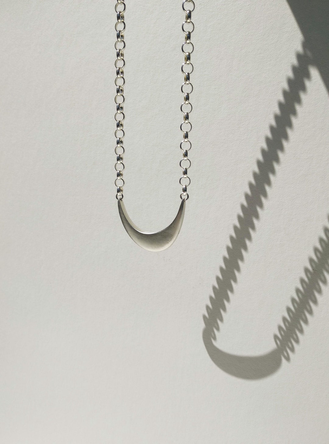 Silver Chunky Chain Necklace, Miro Pendant Necklace, Silver Statement ...