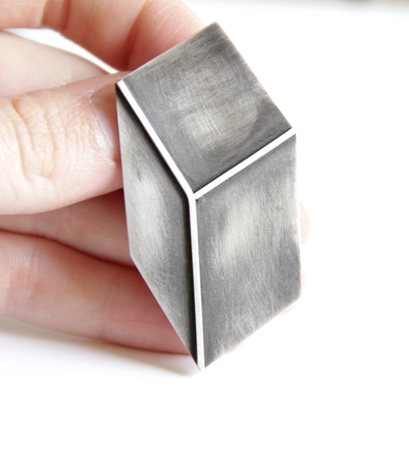 Silver Rectangle Brooch 3d Effect Sterling Silver Rectangle - Etsy