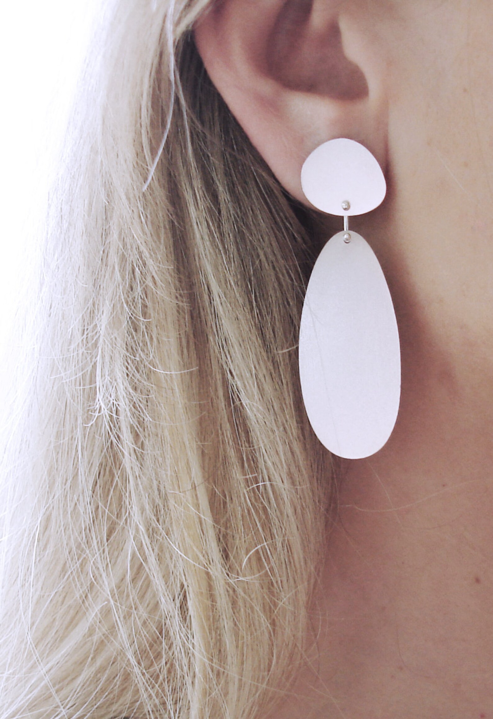 Sterling Silver Pebble Drop Earrings, Organic Shaped Earrings ...