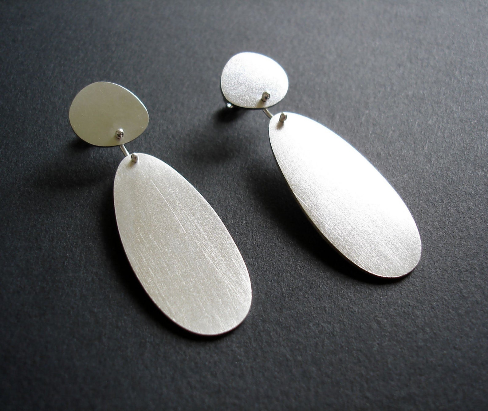 Sterling Silver Pebble Drop Earrings, Organic Shaped Earrings ...