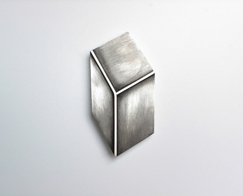 Silver Rectangle Brooch 3d Effect Sterling Silver Rectangle - Etsy
