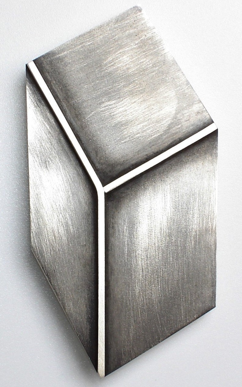 Silver Rectangle Brooch 3d Effect Sterling Silver Rectangle - Etsy