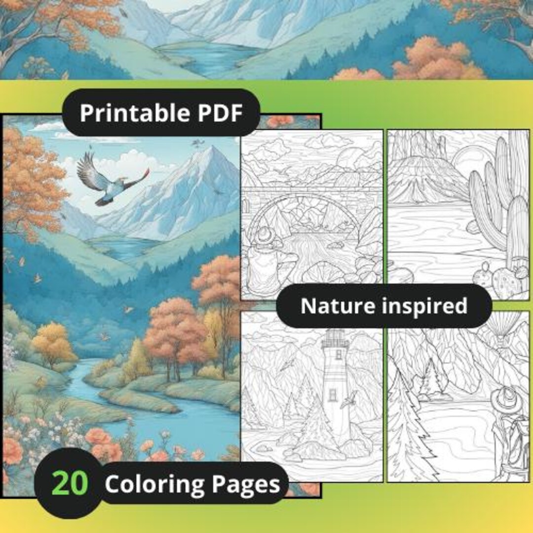 Nature-inspired Coloring Pages for Adults 20 Printable Pages for ...