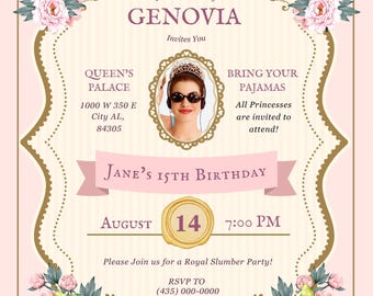 Princess Diaries Birthday Party Invitation, Editable Template, Royal ...