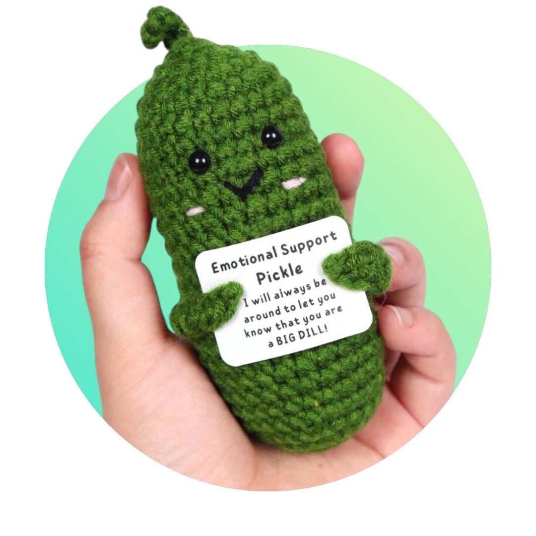 Emotional Support Pickle Anti Anxiety Crochet Toy Boo Basket Pickle ...