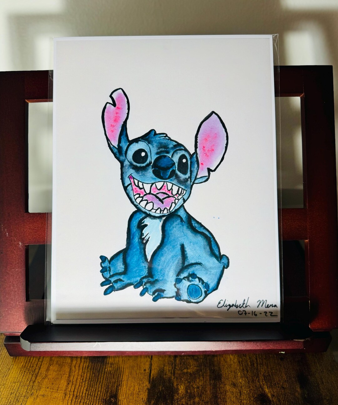 Disney Stitch Watercolor Painting PRINT 8 by 11 - Etsy