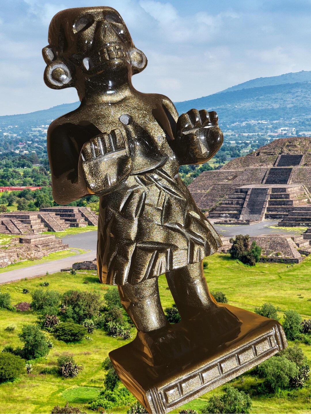 Mictecacihualt-mesoamerican Obsidian Sculpture, Aztec Statue, Mayan Art ...