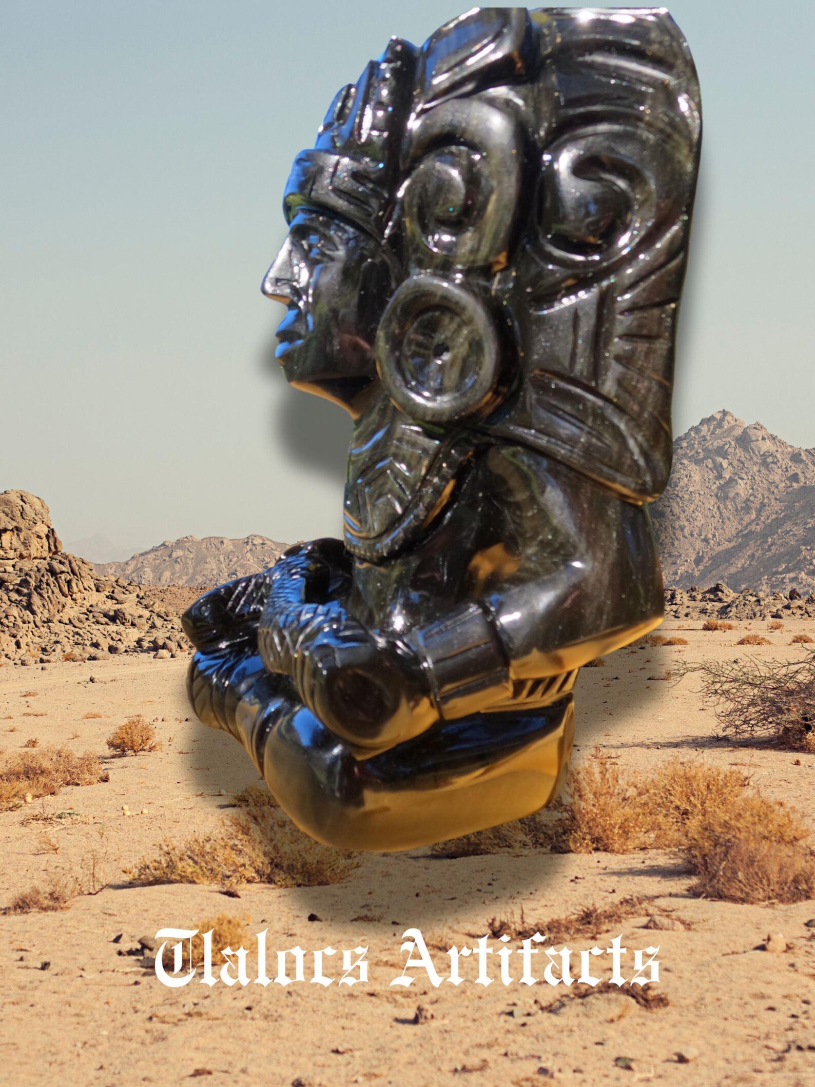 The Shaman-mesoamerican Obsidian Sculpture, Obsidian Statue, Mayan ...