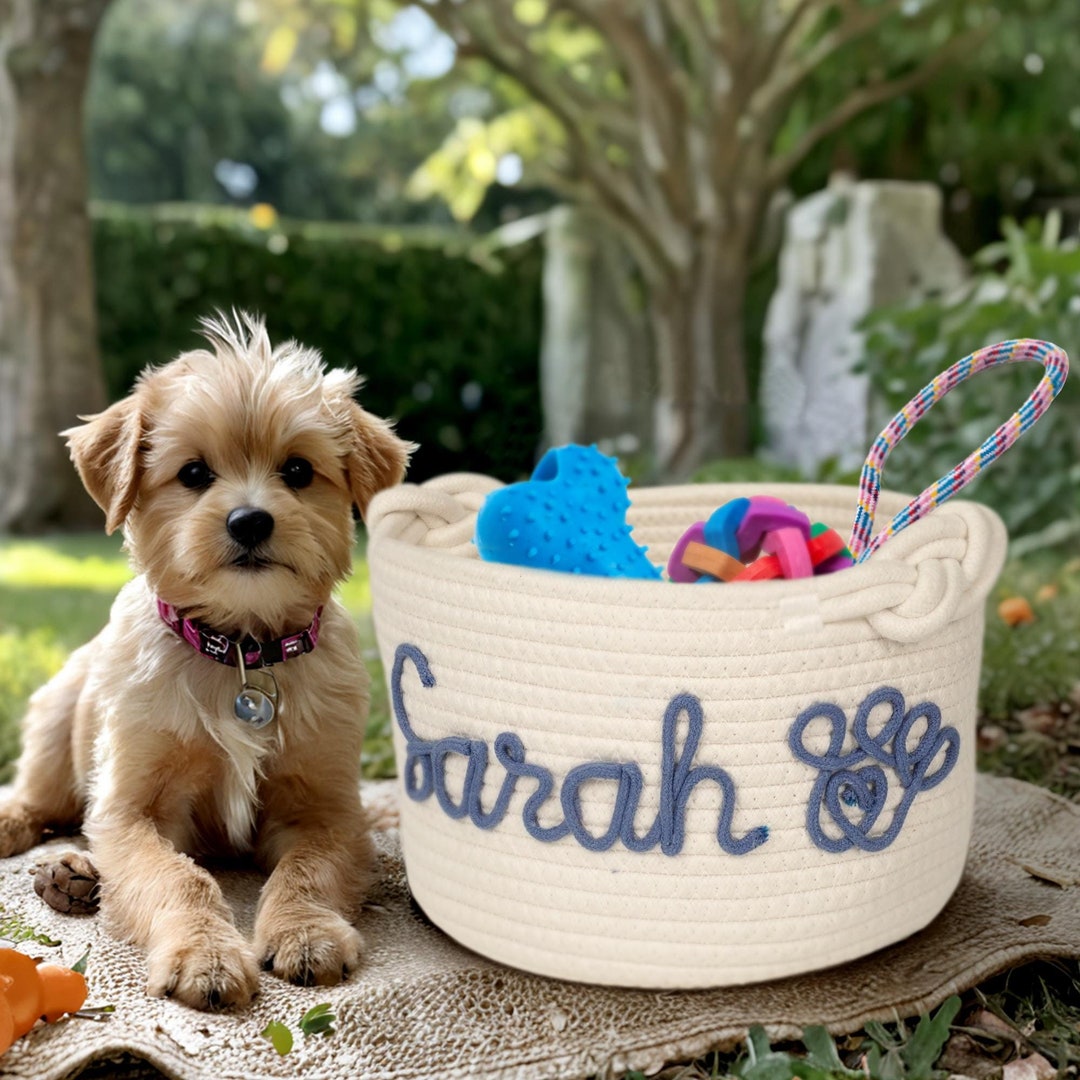 Personalized Pet Storage Basket | Large Dog Toy Organizer | Custom Dog ...