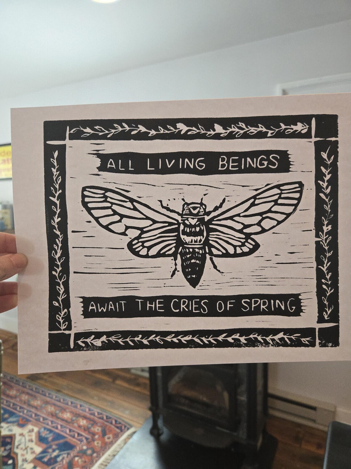Cicada Linocut | Original Cicada Linoleum Block Print - Etsy