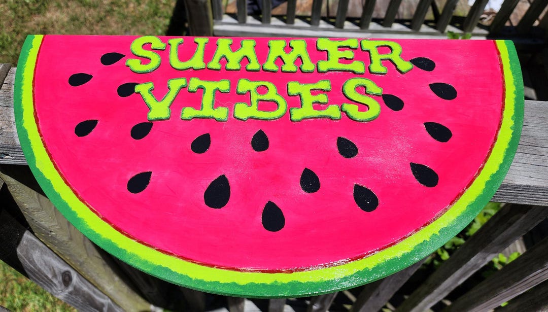 Handmade Wood Watermelon Farmhouse Decor Rustic "summer Vibes" Hanging ...