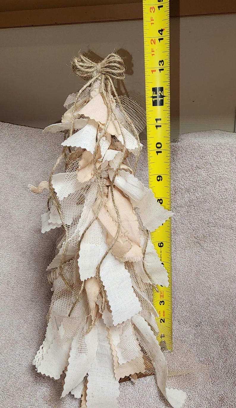 Rag Tree Decor Rustic Farmhouse Tabletop Centerpiece 13" Tree White ...
