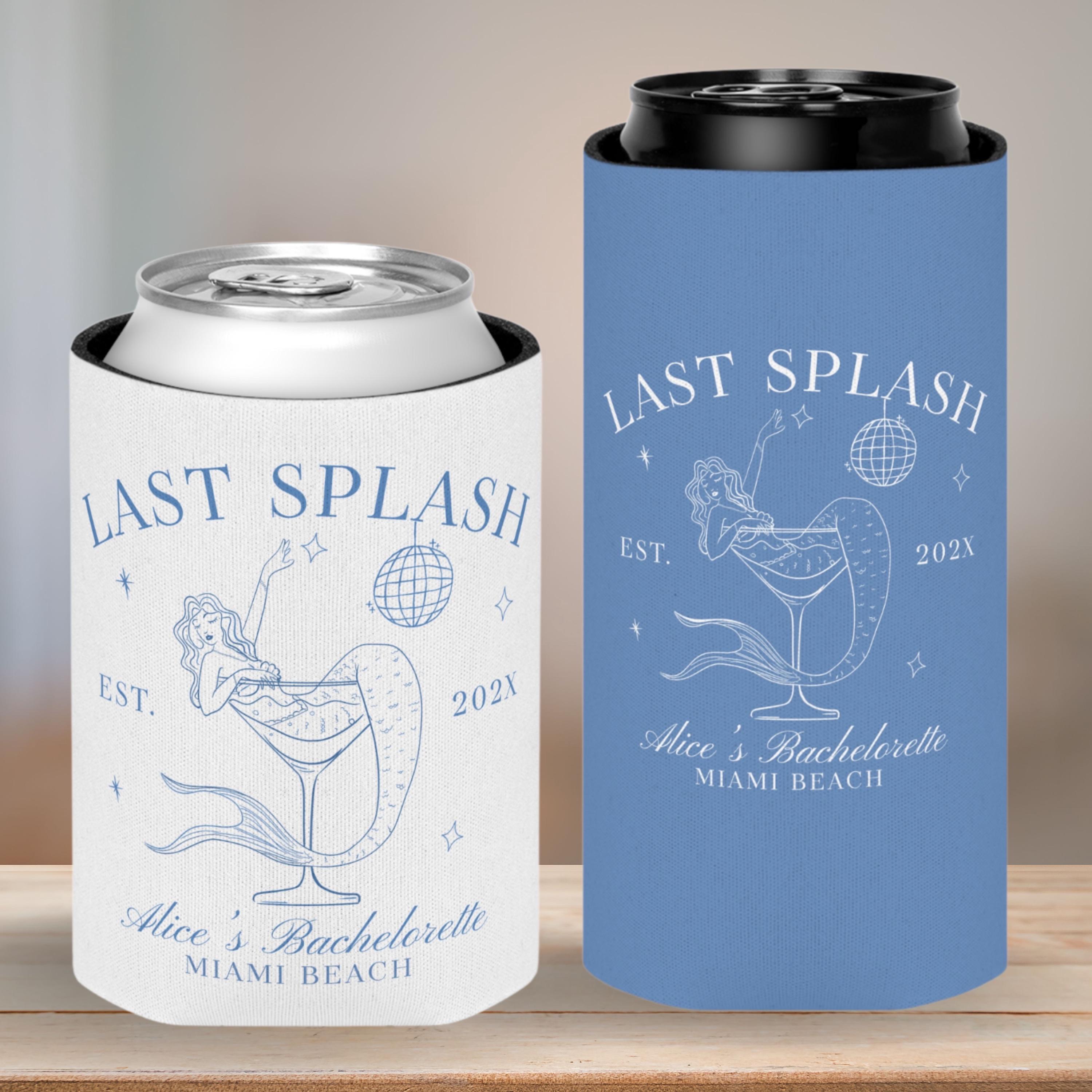 Custom Last Splash Bachelorette Can Coolers Personalized Coastal Girls ...