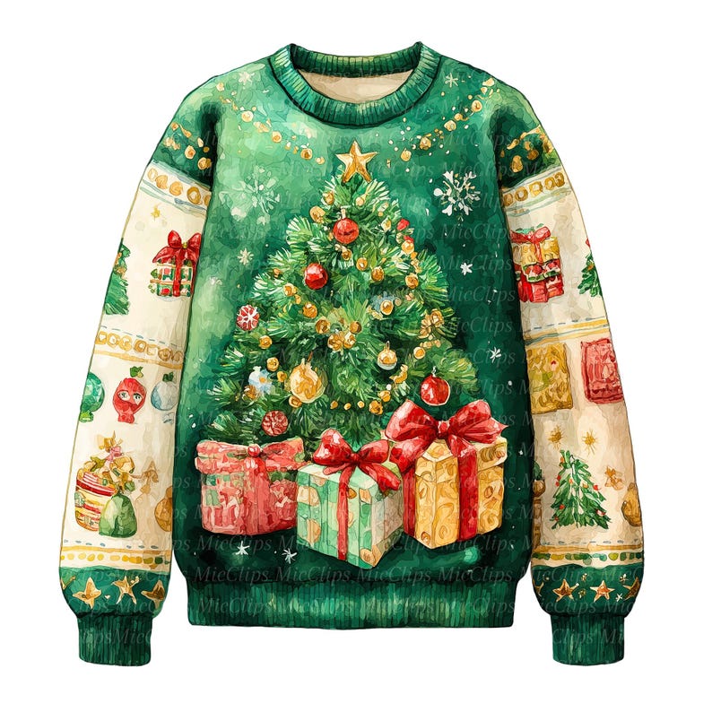16 Ugly Christmas Sweater Clipart, Tacky Holiday Sweaters, Printable ...
