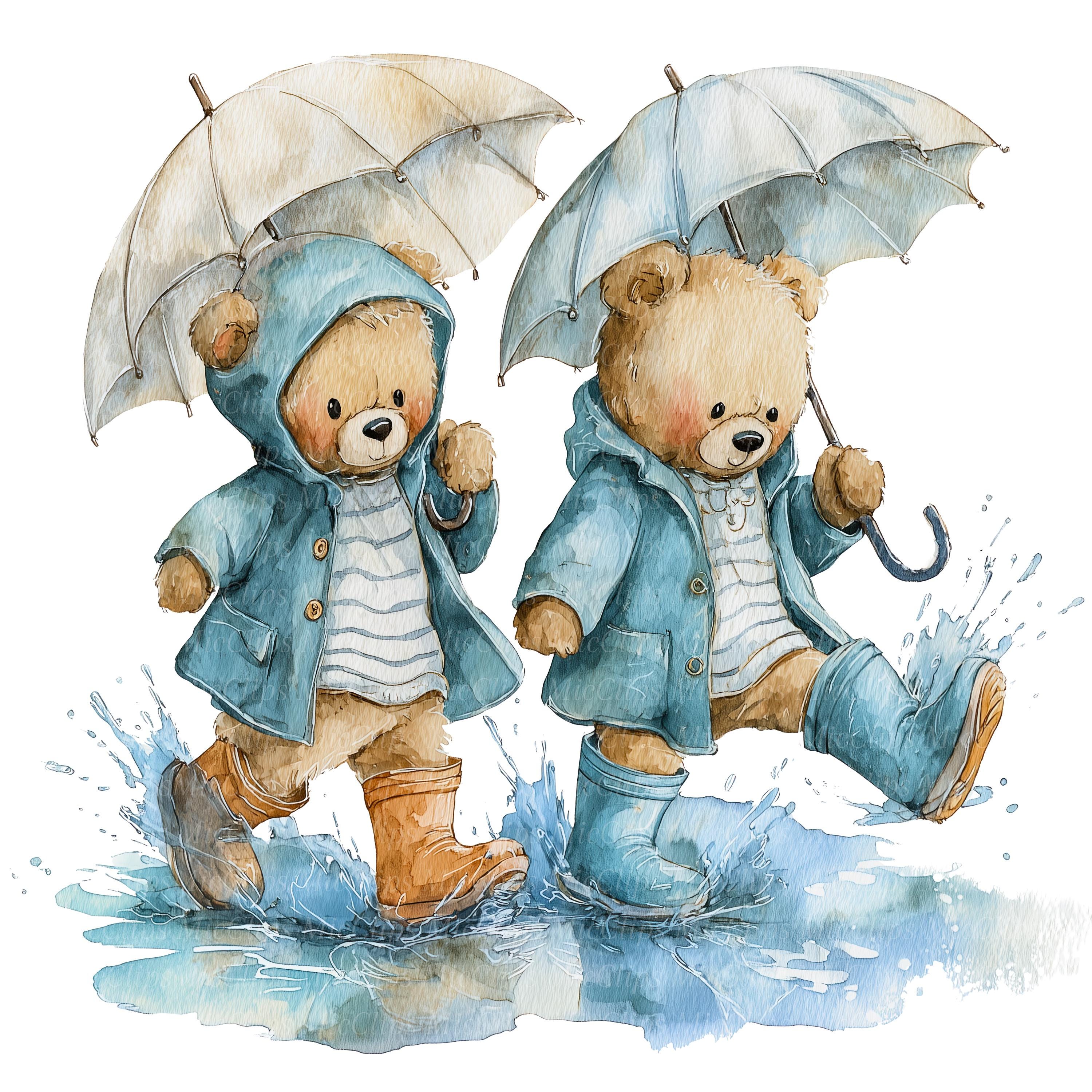 18 Rainy Day Clipart, Teddy Bears With Rain Coats, Yellow Rainboots ...
