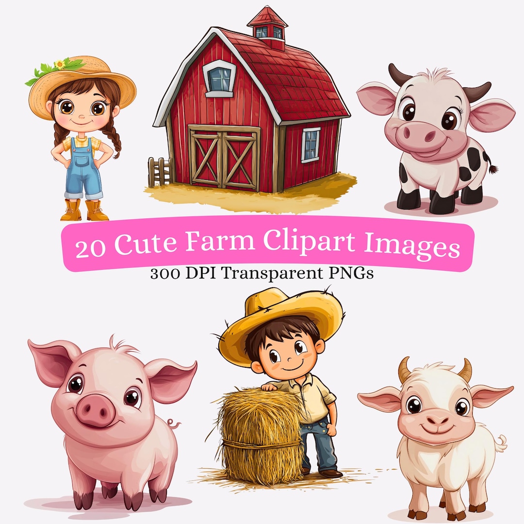 20 Cute PNG Farm Animals, Cute Farm Animal Clipart, TRANSPARENT ...