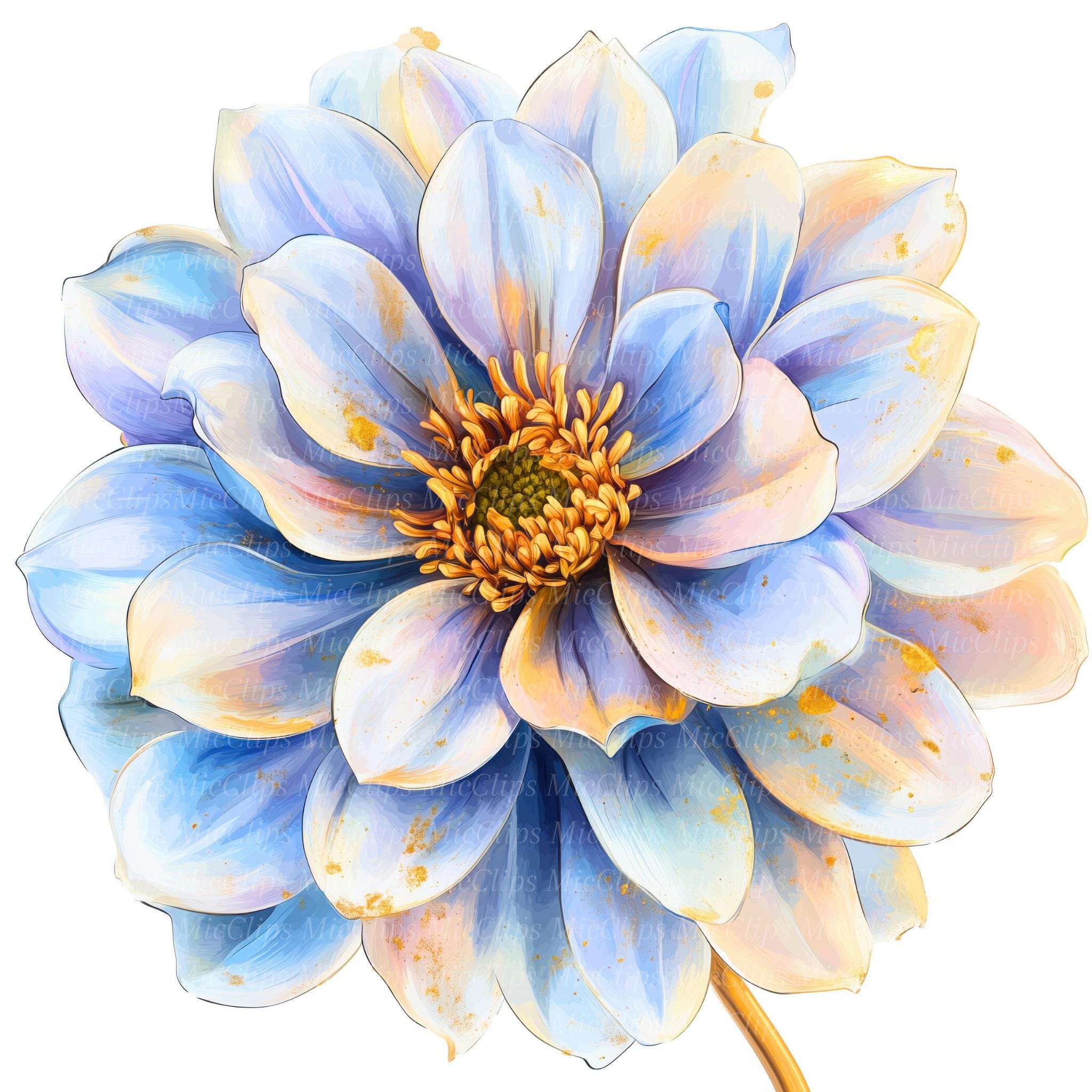 10 Watercolor Flower Clipart, Dahlia Flower Clipart, Printable ...