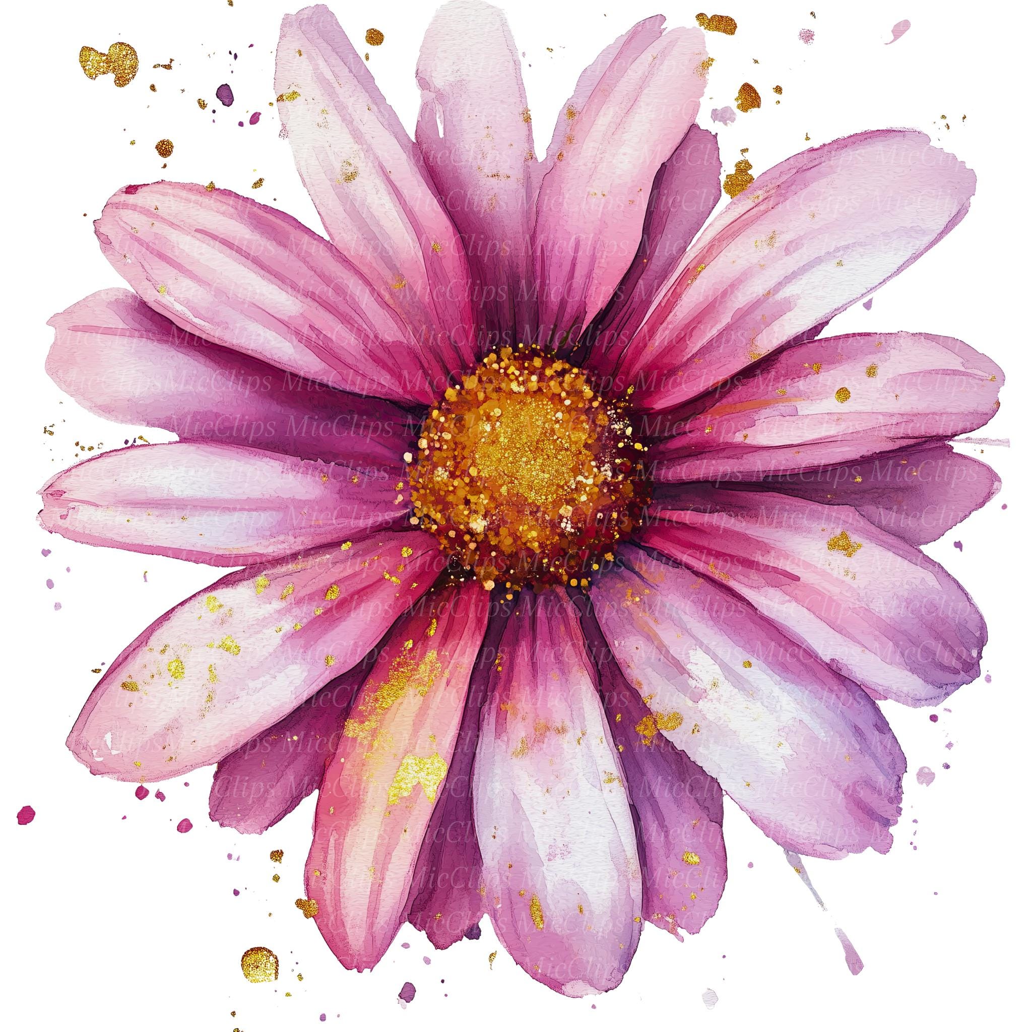 10 Watercolor Daisy Clipart, Flower Clipart, Printable Watercolor ...