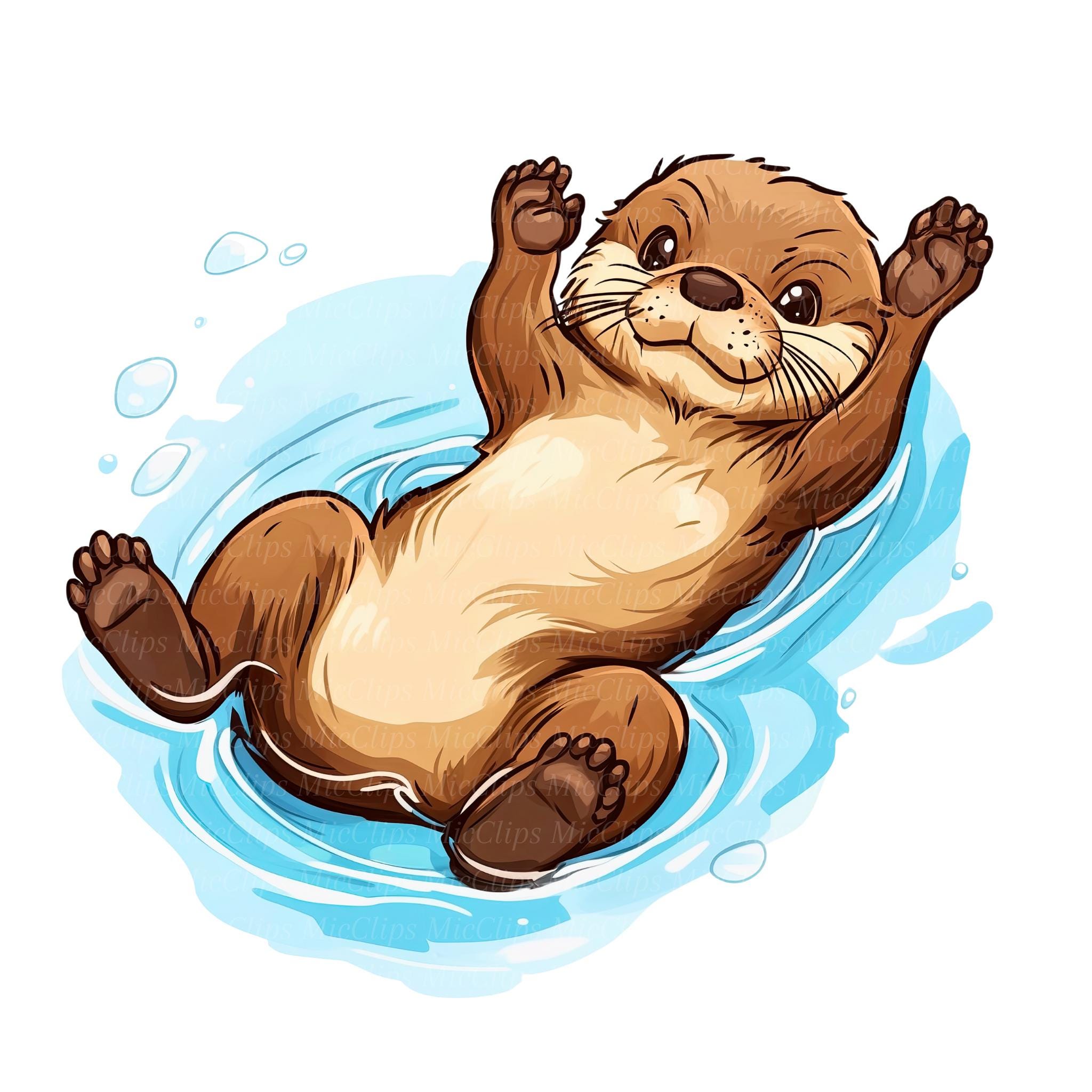 10 Cute Otter Clipart, Animal Clipart, Cute Animal, Print Clipart, High ...