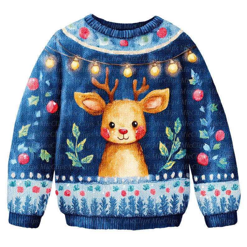 16 Ugly Christmas Sweater Clipart, Tacky Holiday Sweaters, Printable ...