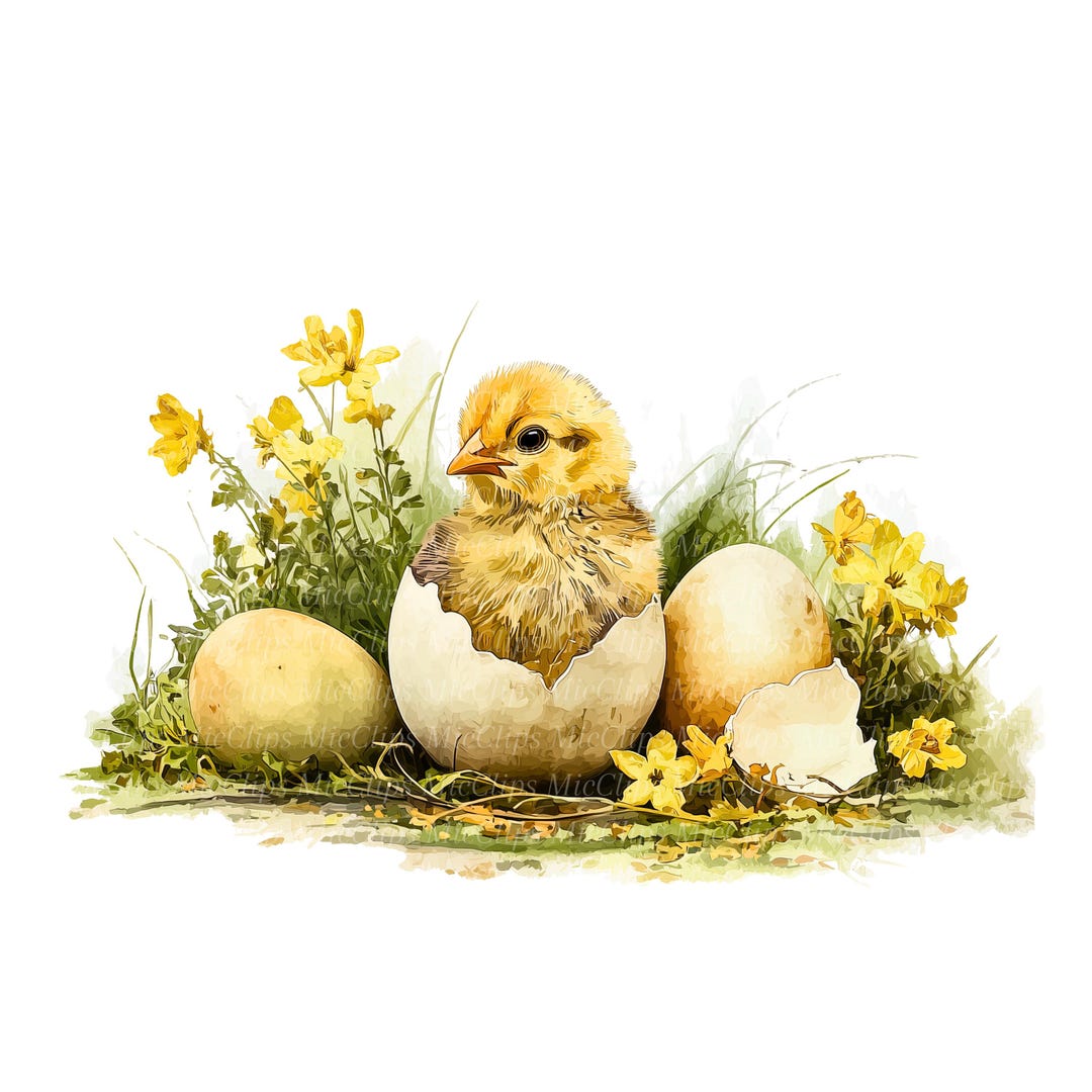 15 Baby Chicks Clipart, Hacking Chicken Eggs, Easter Spring Animals ...