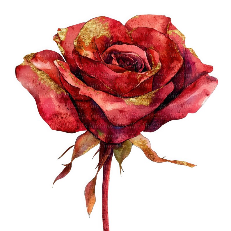 Watercolor Rose Clipart, Floral Illustration, Digital Download (jpgs ...