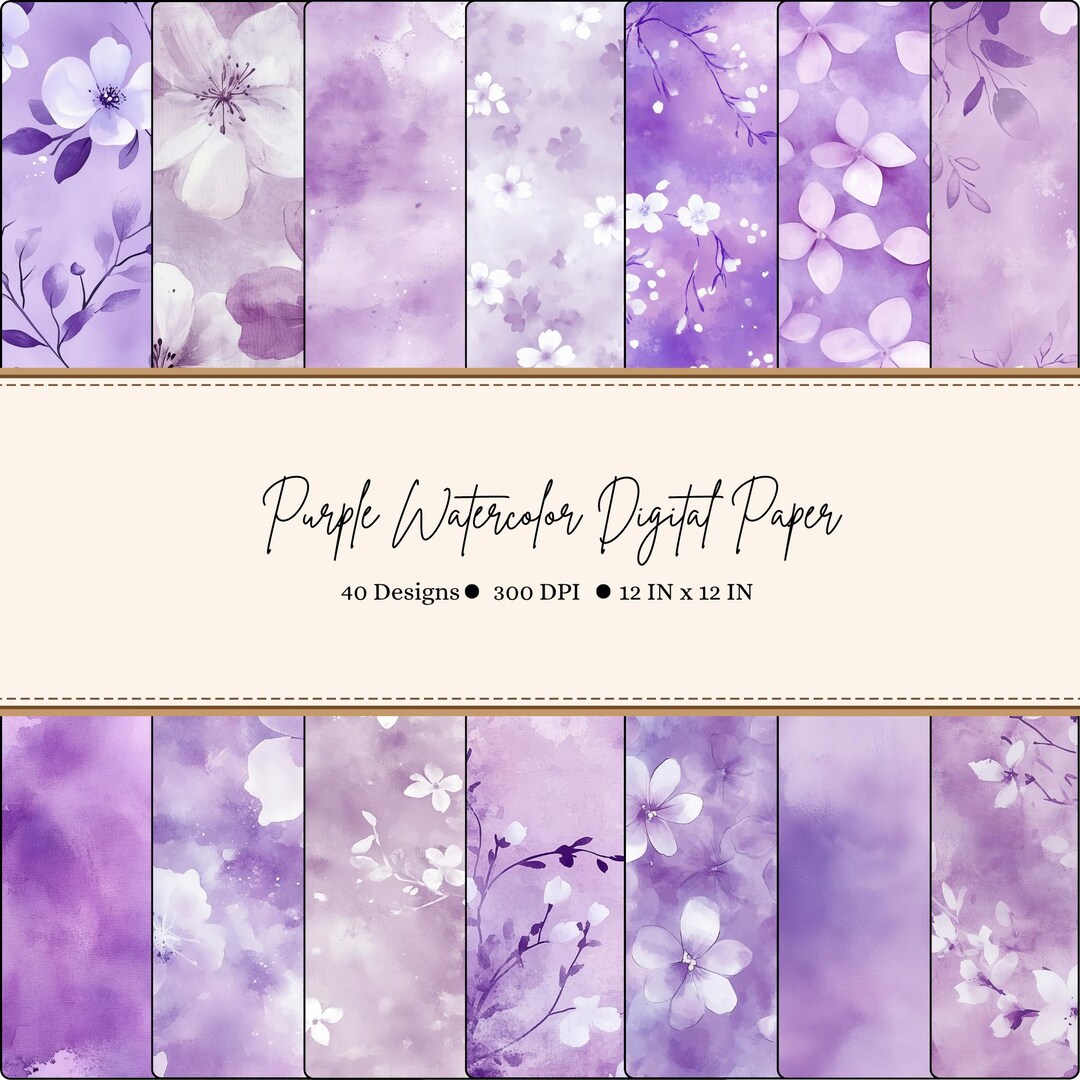 Purple Watercolor Digital Paper Purple Digital Prints Daisy Digital ...
