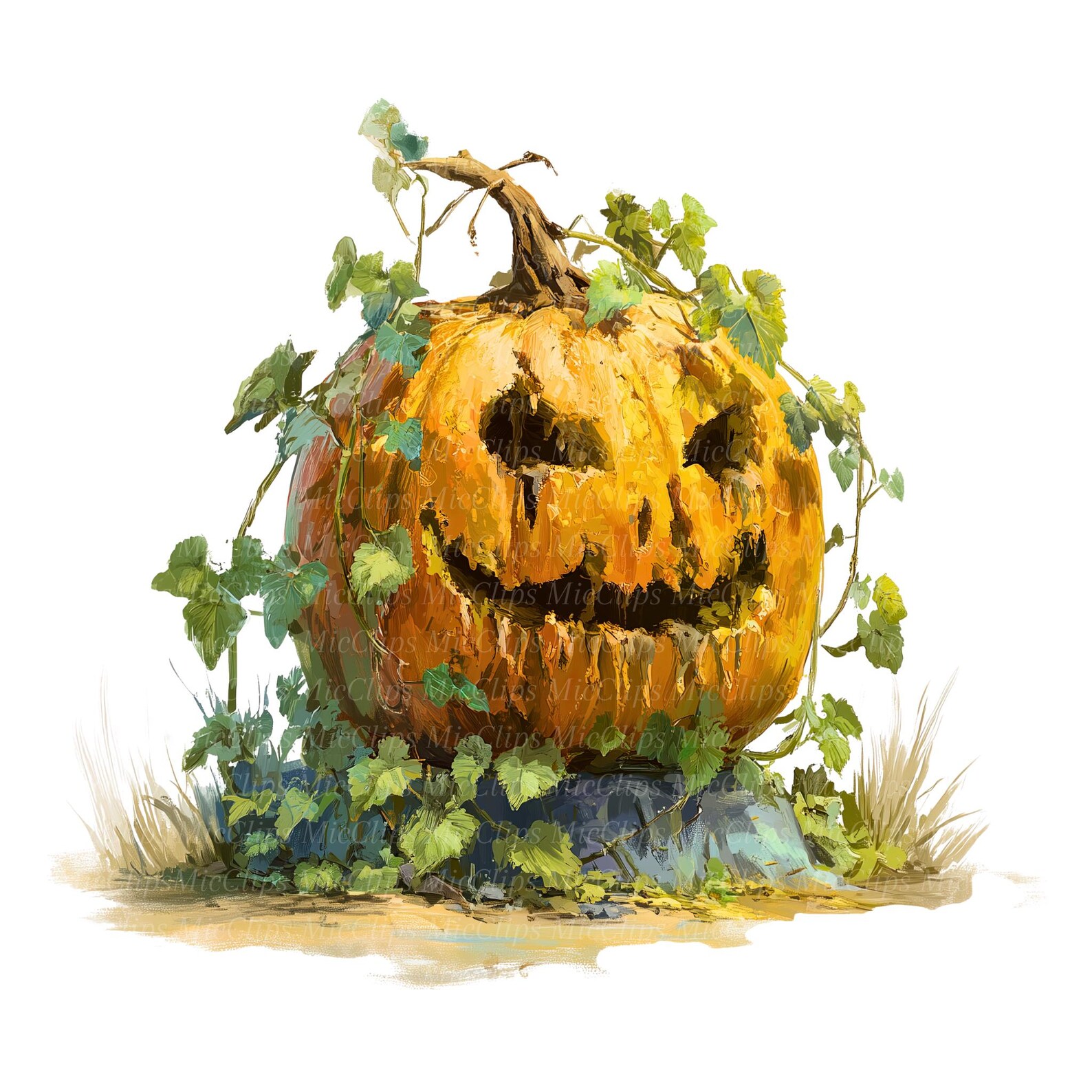 12 Spooky Pumpkin Clipart, Rotting Pumpkin PNG, Halloween Jack-o ...
