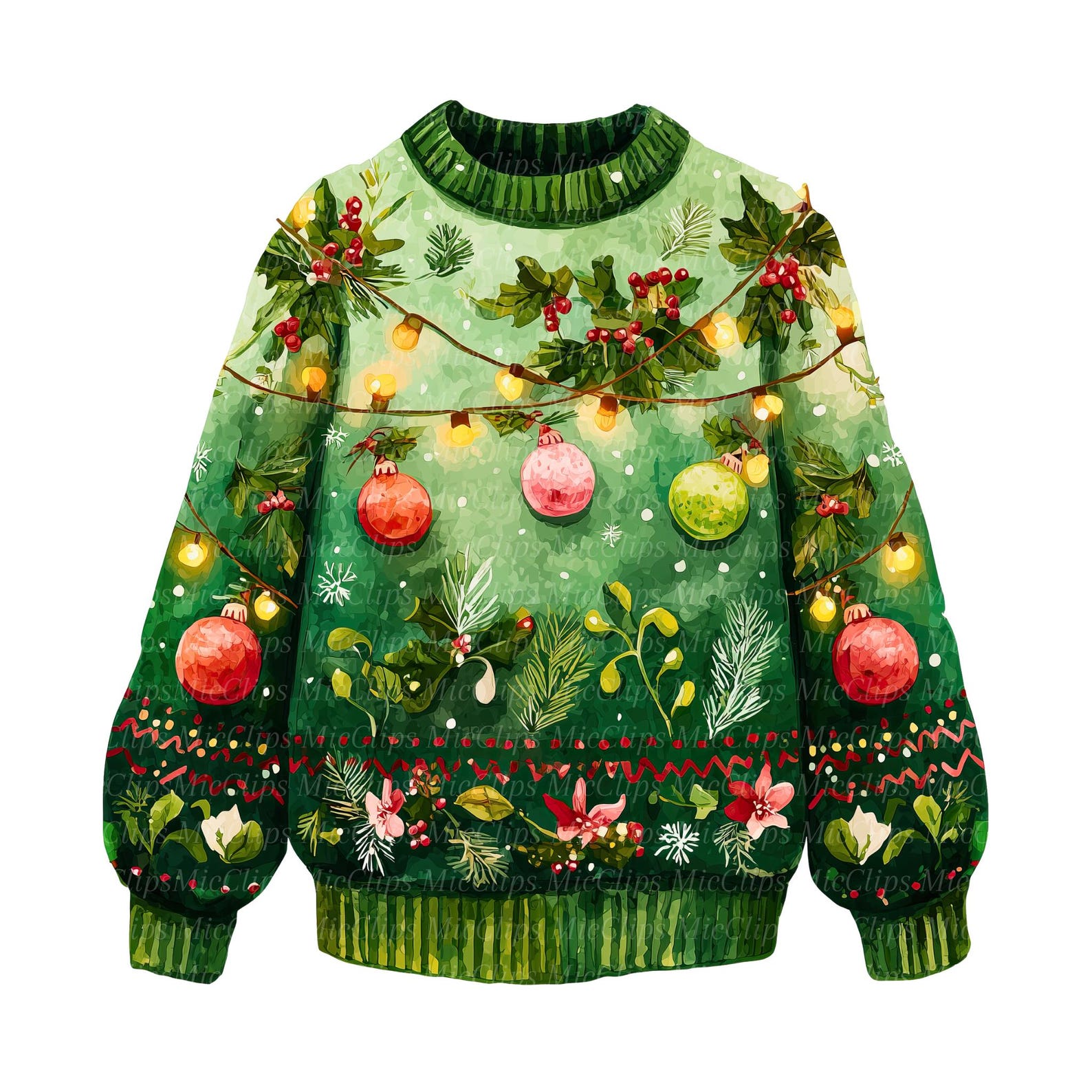 16 Ugly Christmas Sweater Clipart, Tacky Holiday Sweaters, Printable ...