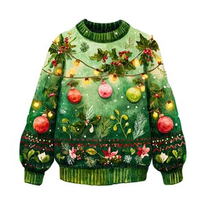 16 Ugly Christmas Sweater Clipart, Tacky Holiday Sweaters, Printable ...