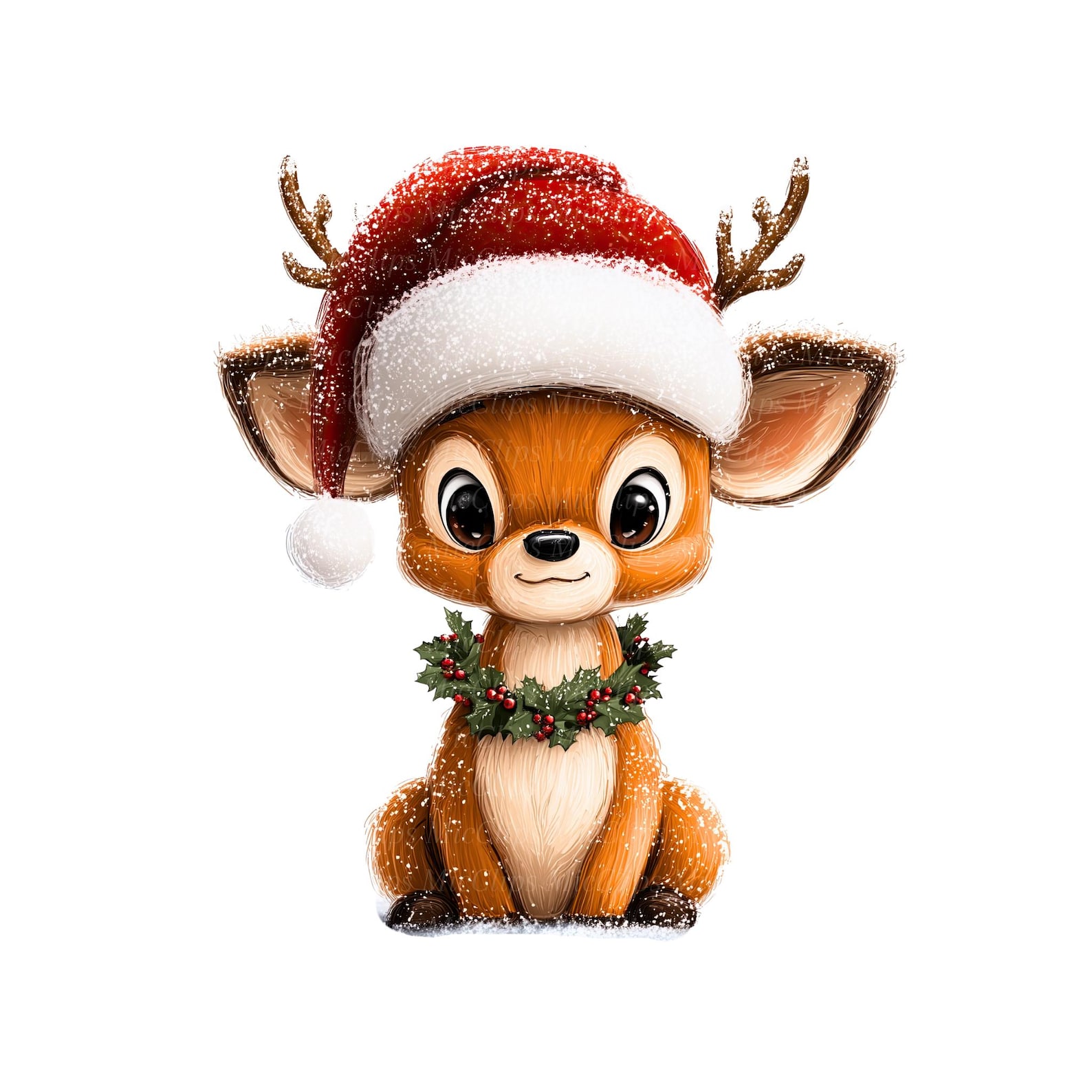 12 Cute Reindeer Clipart, Christmas Deer, Printable Watercolor Clipart ...