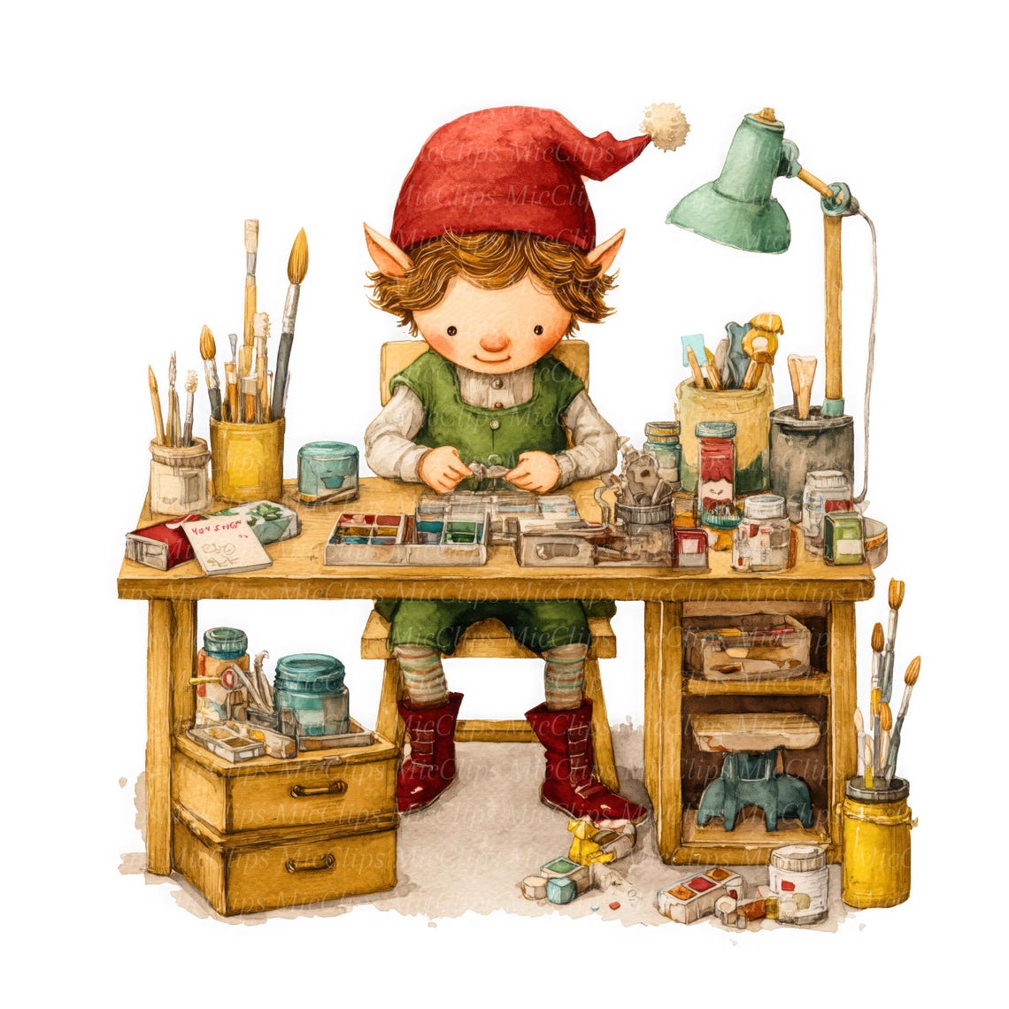12 Christmas Elf Clipart, Santa's Workshop, Festive Whimsical Elves ...