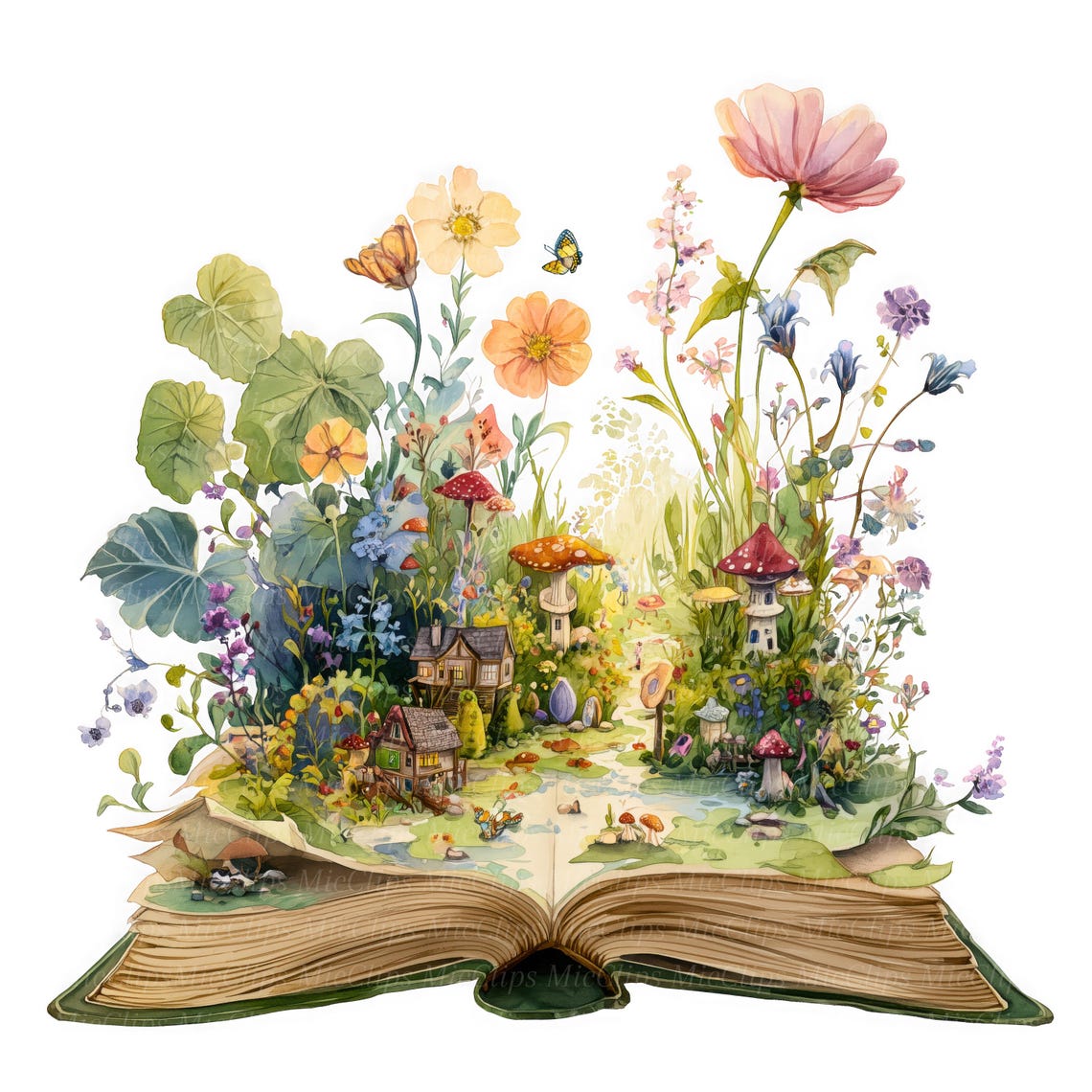 12 Magical Fairy Book Clipart, Magic Faery Forrest, Fantasy Novel Art ...