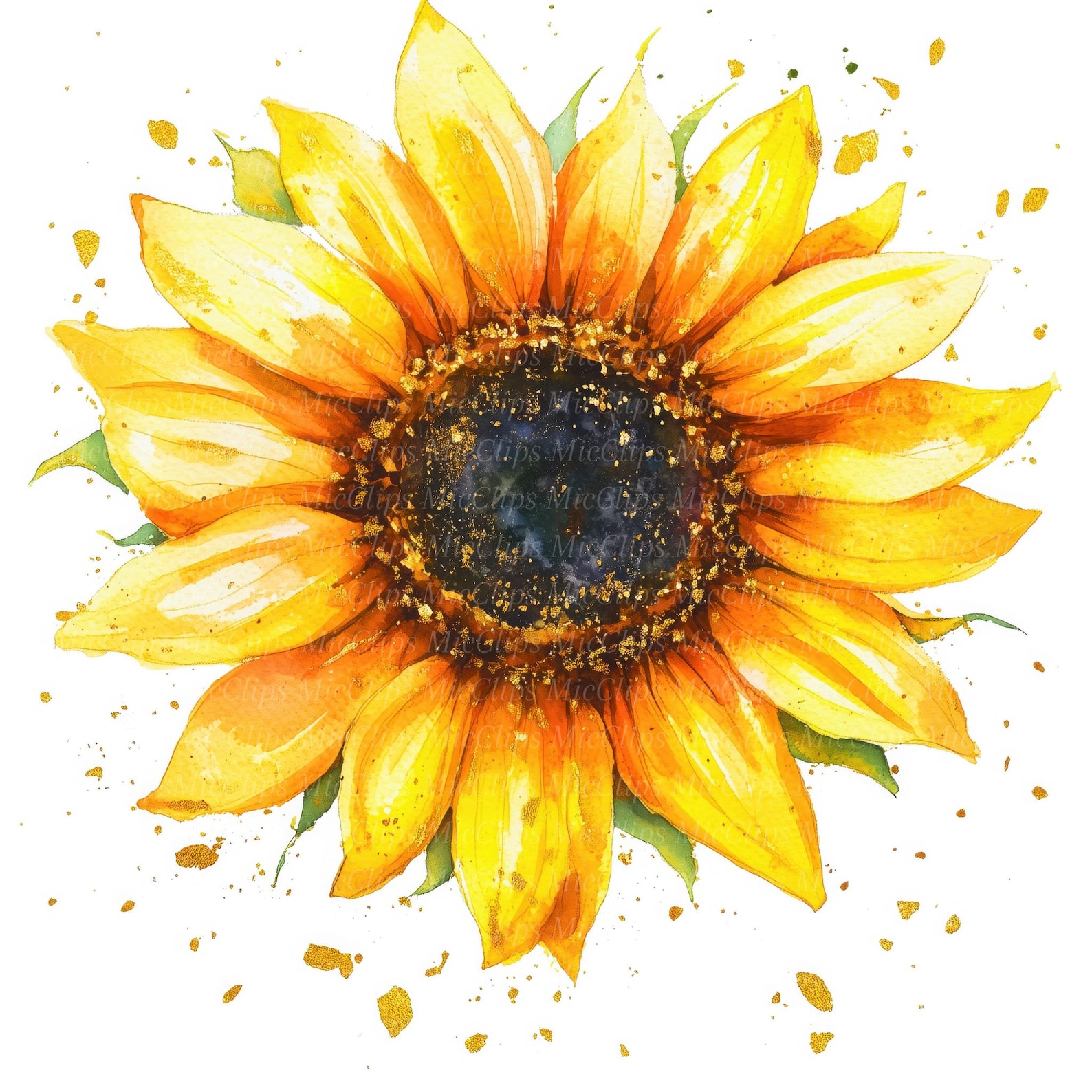 10 Watercolor Sunflower Clipart, Watercolor Flower, Printable ...