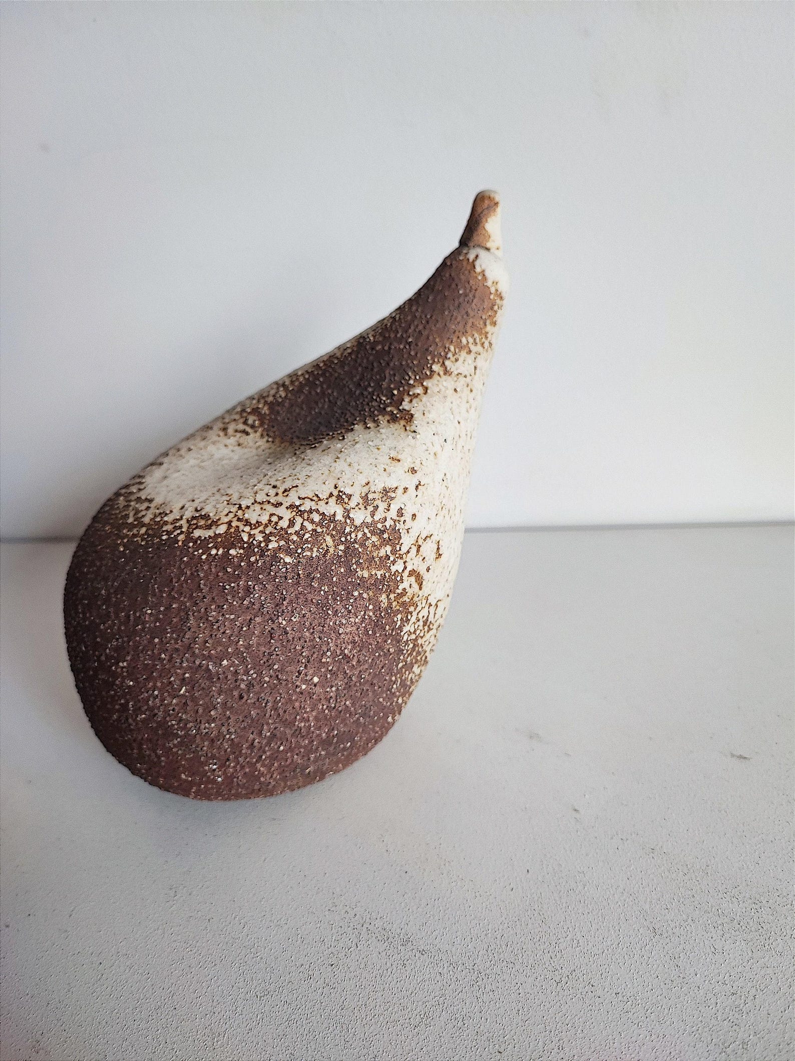 Large Pear Sculpture, Stoneware Clay, Brown White Pear Sculpture ...