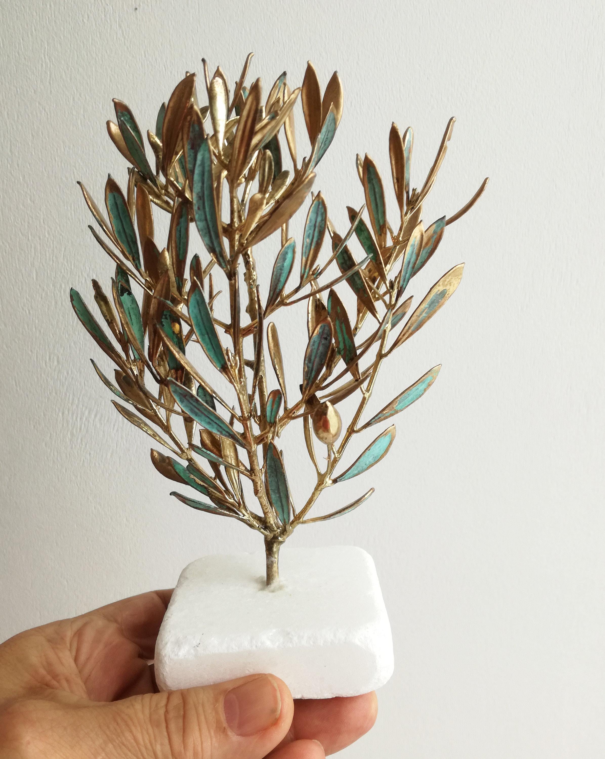 Olive Branch Sculpture, Tree Like, Real Olive Branch With Gold ...