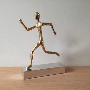 Minimalist Runner Sculpture, Brass Runner Sculpture on Aluminum Base ...