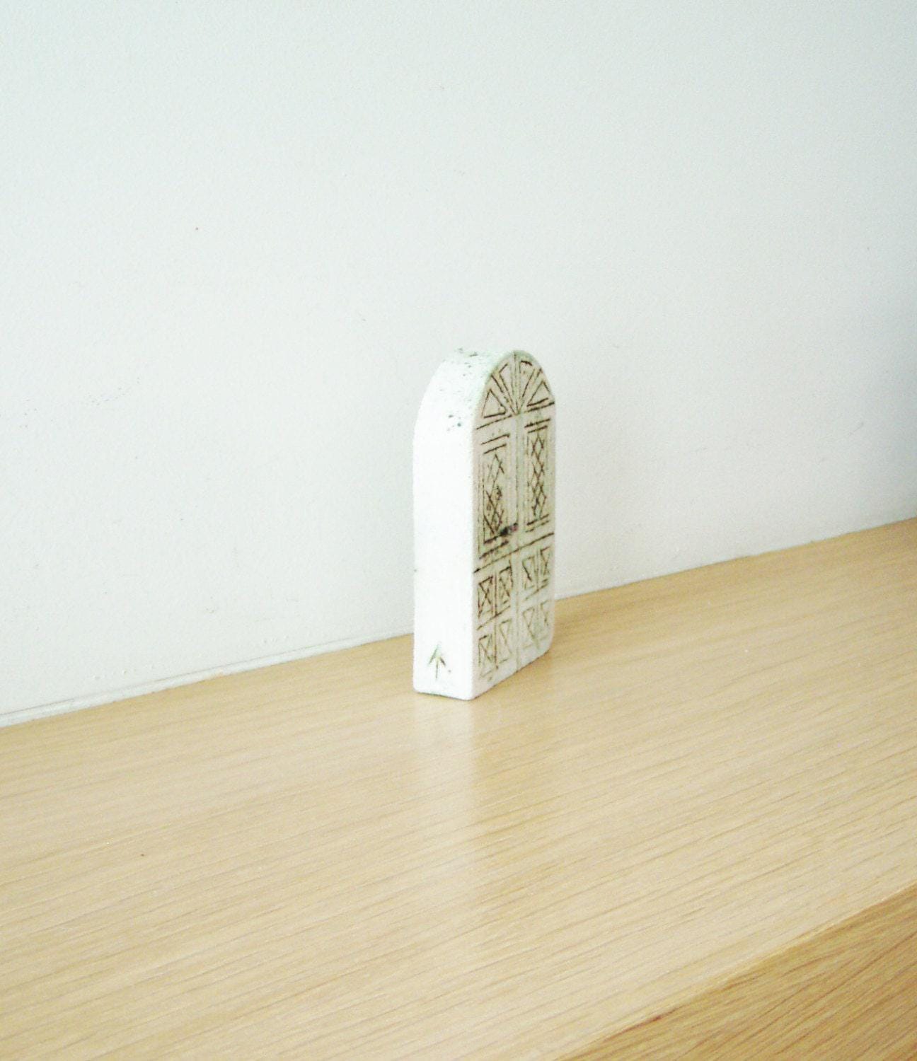 Ceramic Front Door Sculpture, White Greek Gate, Domed, Stoneware Greek ...