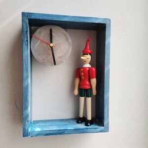 Pinocchio Wooden Clock, Wooden Frame Clock With Pinocchio Figurine ...