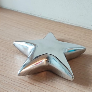 Silver Star Art Object, Aluminum Star Paper Weight, Handmade Star ...
